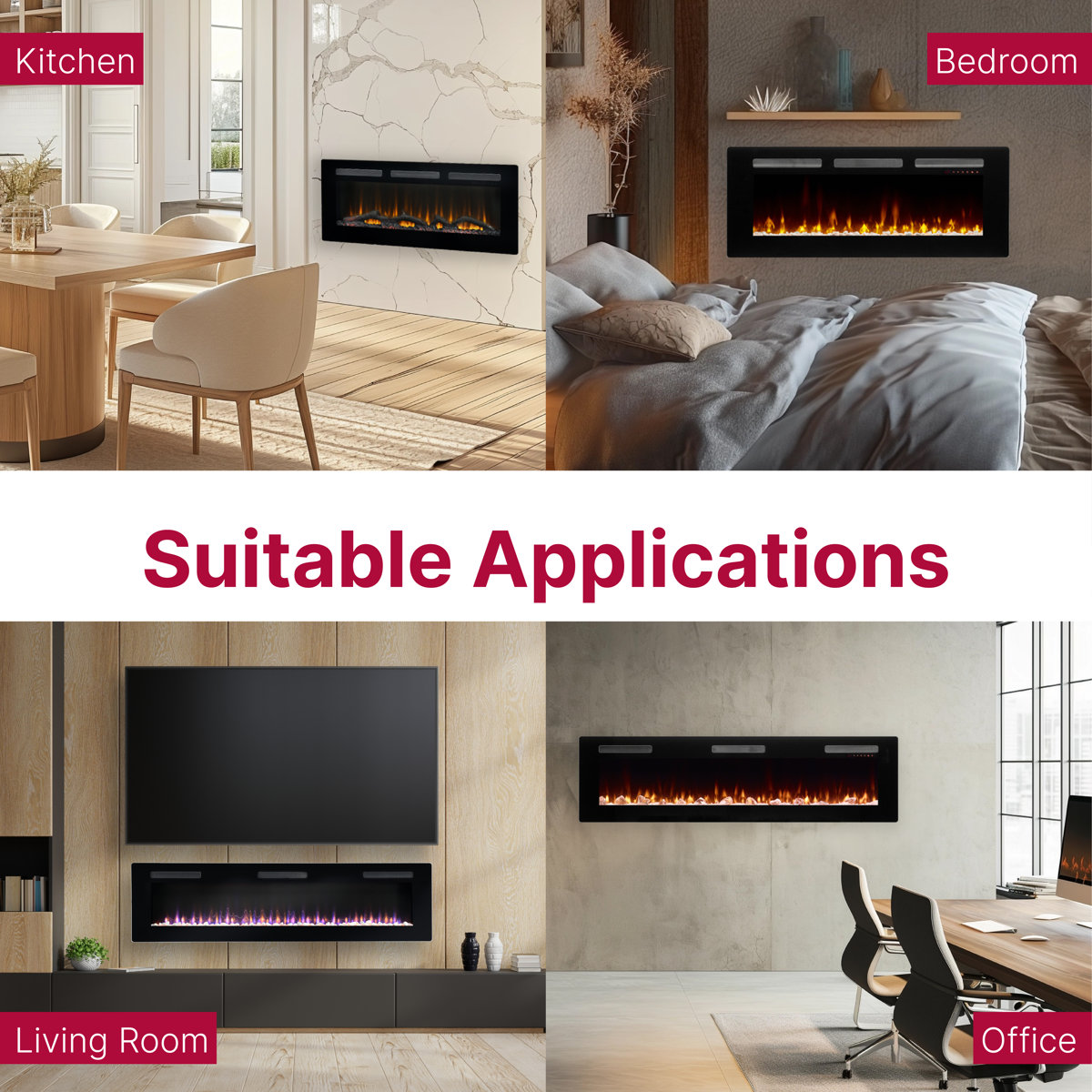 Dimplex Sierra Optiflame Media Wall Fire, Built-In, Wall Mounting or Freestanding, 3 sizes ...